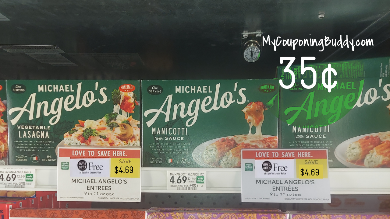 Michael Angelo’s Entrées, 9 to 11-oz box, BOGO $5.99 BOGO PUBLIX ...