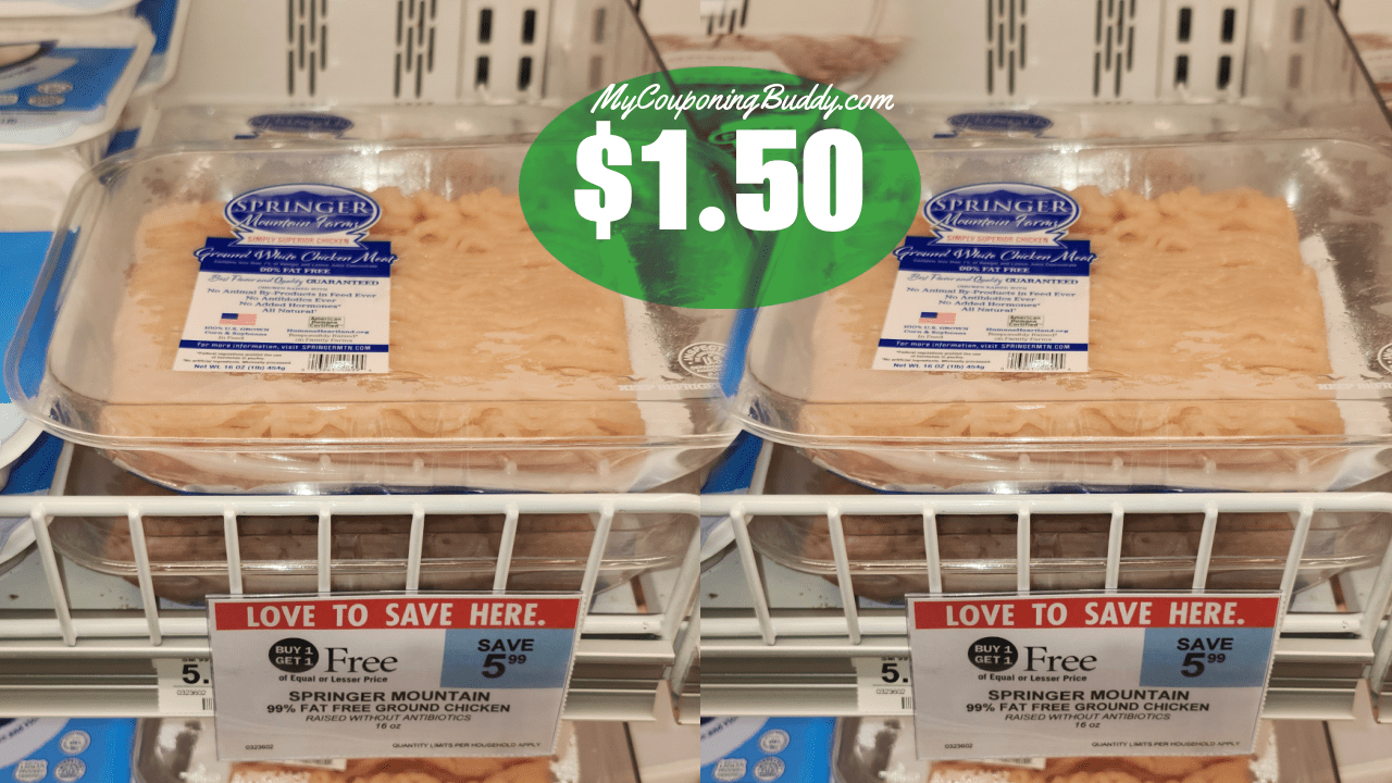 Springer Mountain Farms Ground Chicken 92% Lean or 99% Fat Free, 16 oz ...