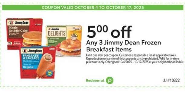 jimmy Dean ESF | My Publix Coupon Buddy